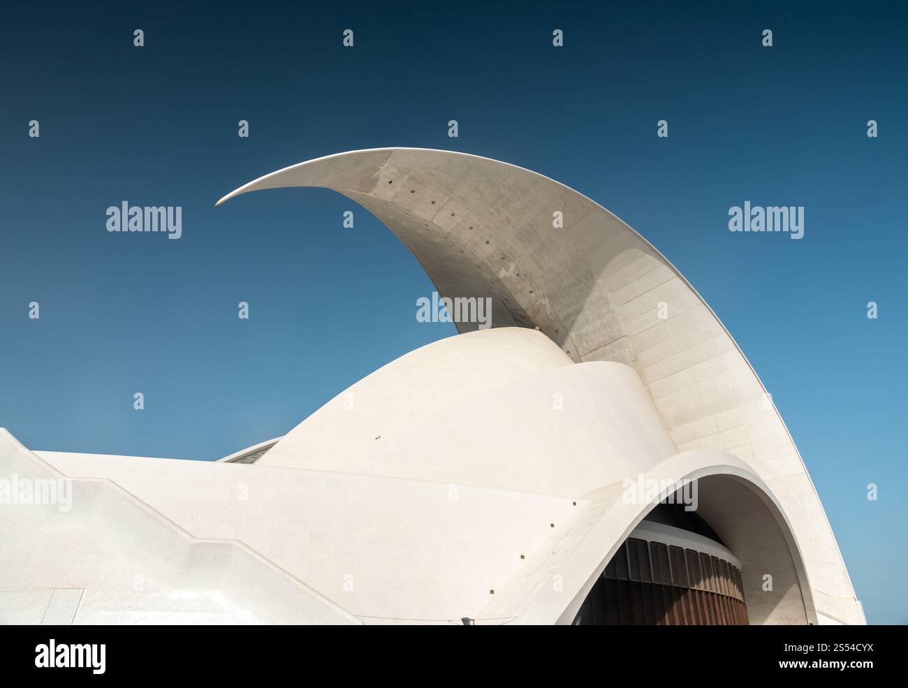 View on roof of modern opera theater building at Canary islands. View ...