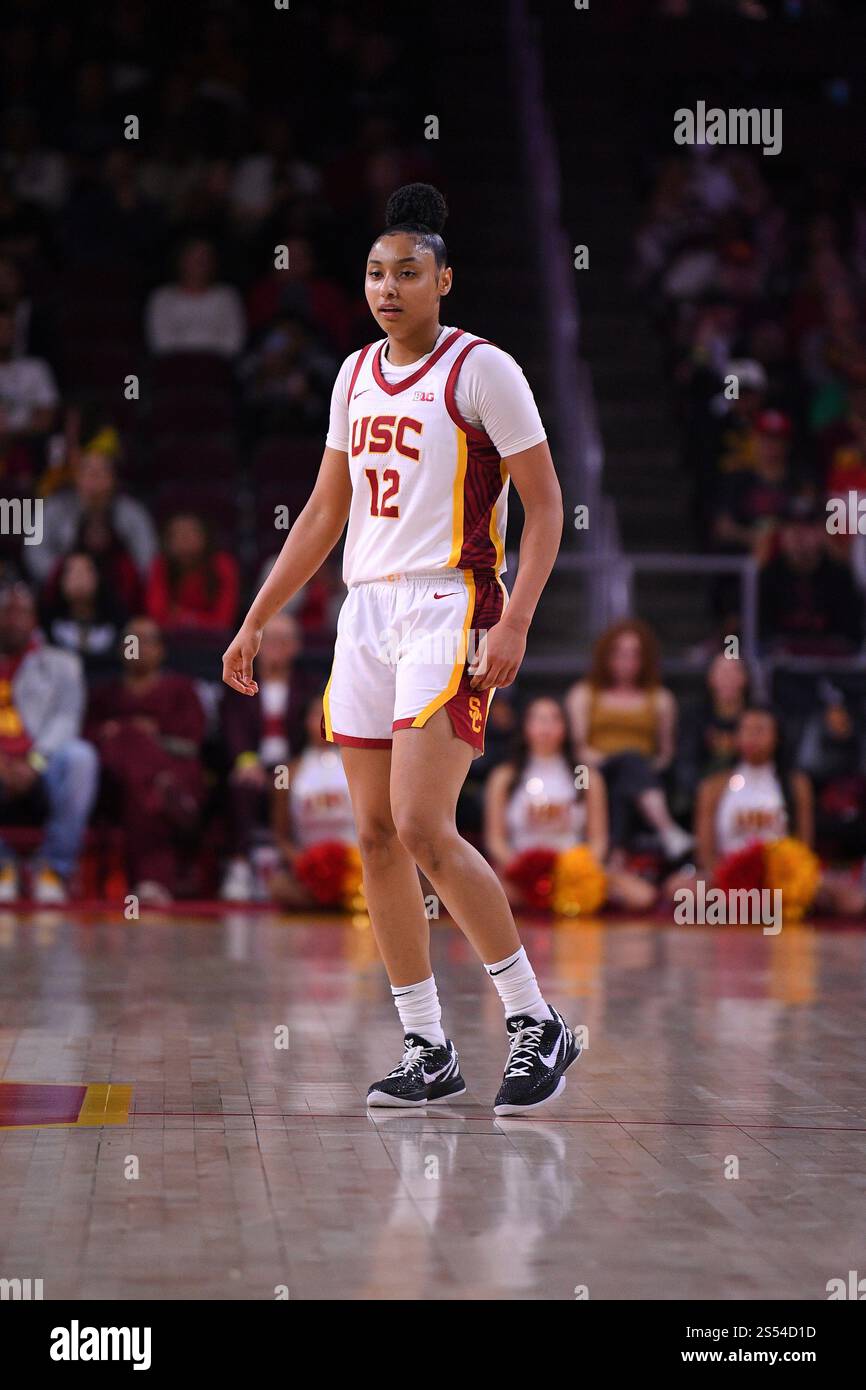 LOS ANGELES, CA - JANUARY 12: USC Trojans guard JuJu Watkins (12) looks ...