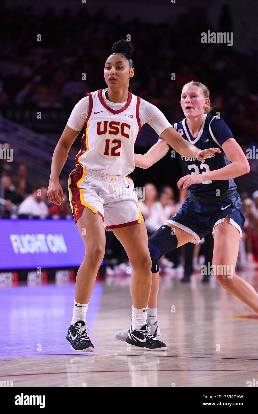 LOS ANGELES, CA - JANUARY 12: USC Trojans guard JuJu Watkins (12) looks ...