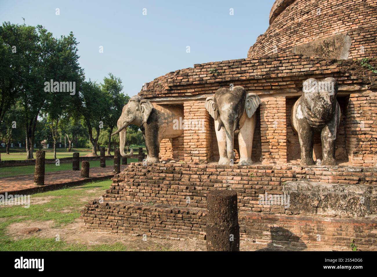 the Wat Chang Lom Temple in the Historical Park in Sukhothai in the ...