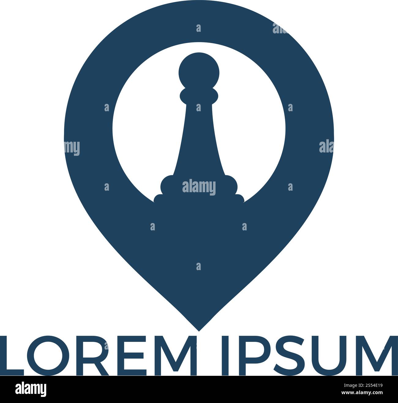 Chess and map pointer logo design. Game and GPS locator symbol or icon ...