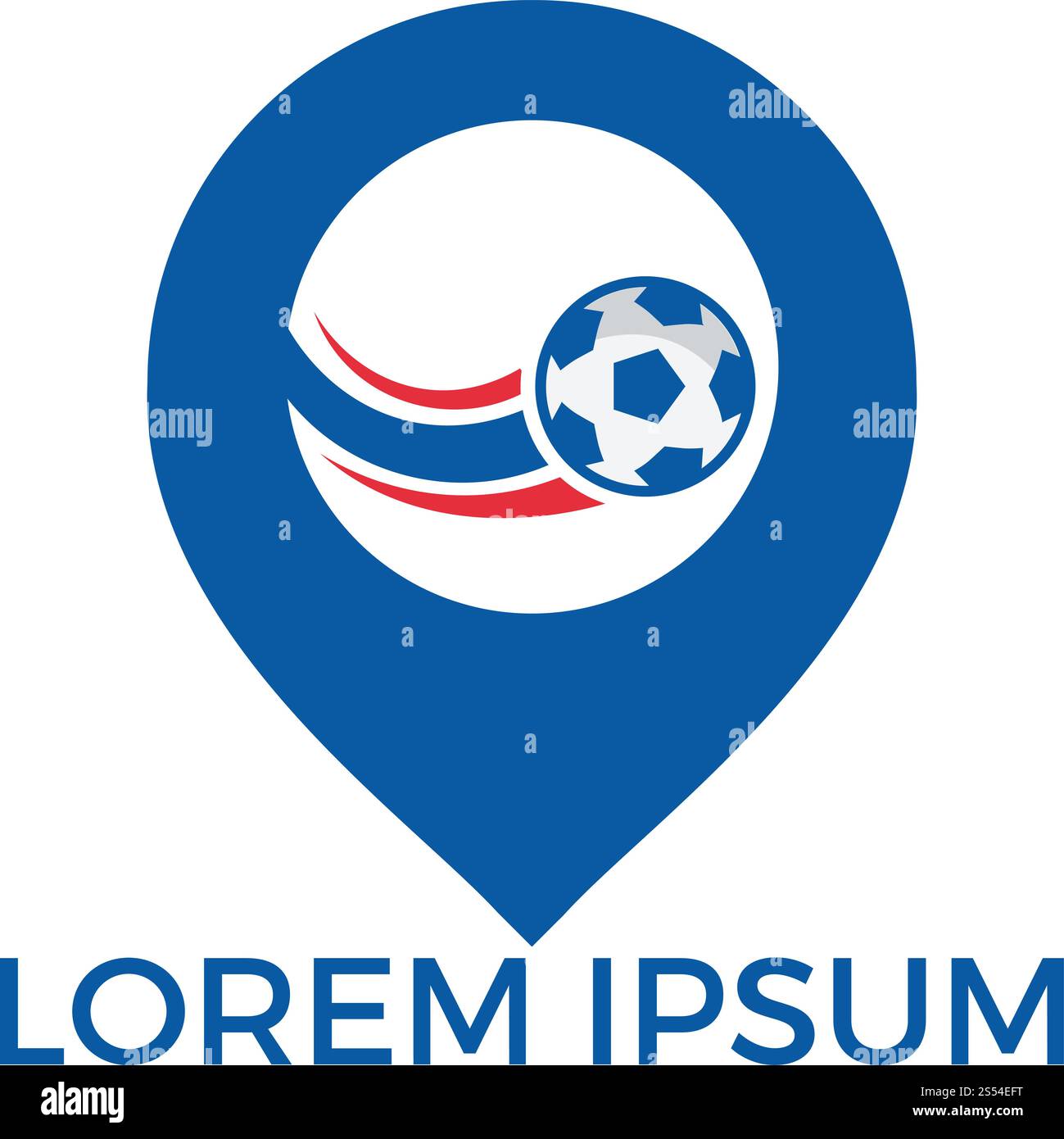 Soccer and map pointer logo design. Ball and gps locator symbol or icon ...