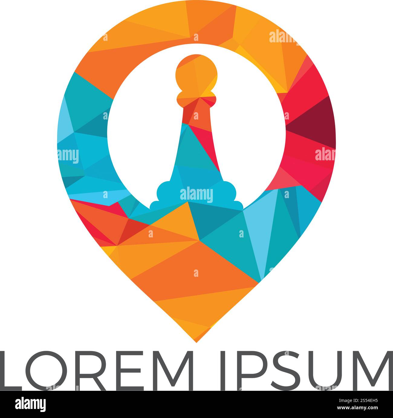 Chess and map pointer logo design. Game and GPS locator symbol or icon ...