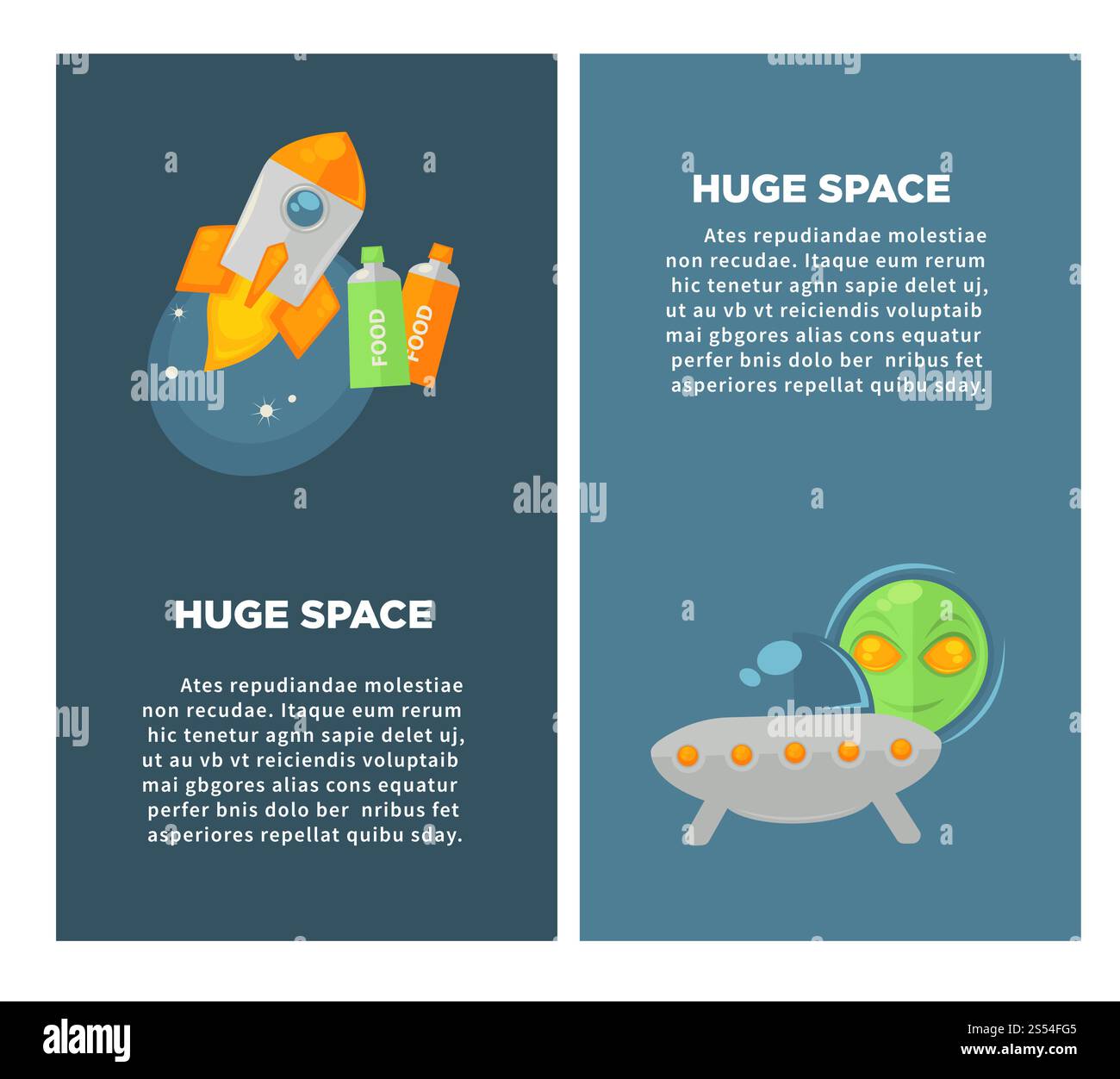 Huge space promotional vertical posters with big spacecrafts. Powerful ...