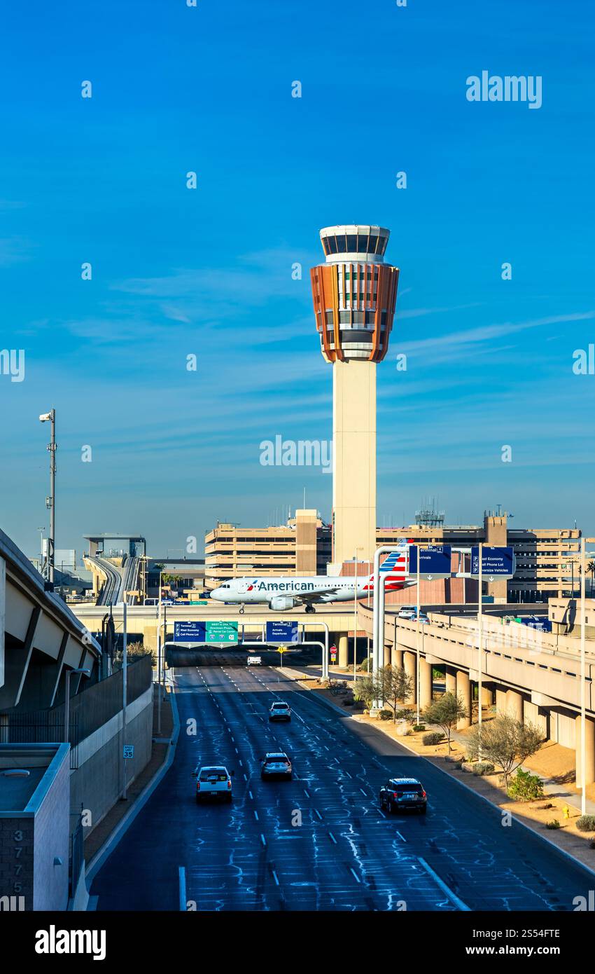 Phoenix, Arizona - January 4, 2025: Air Traffic Control Tower with ...