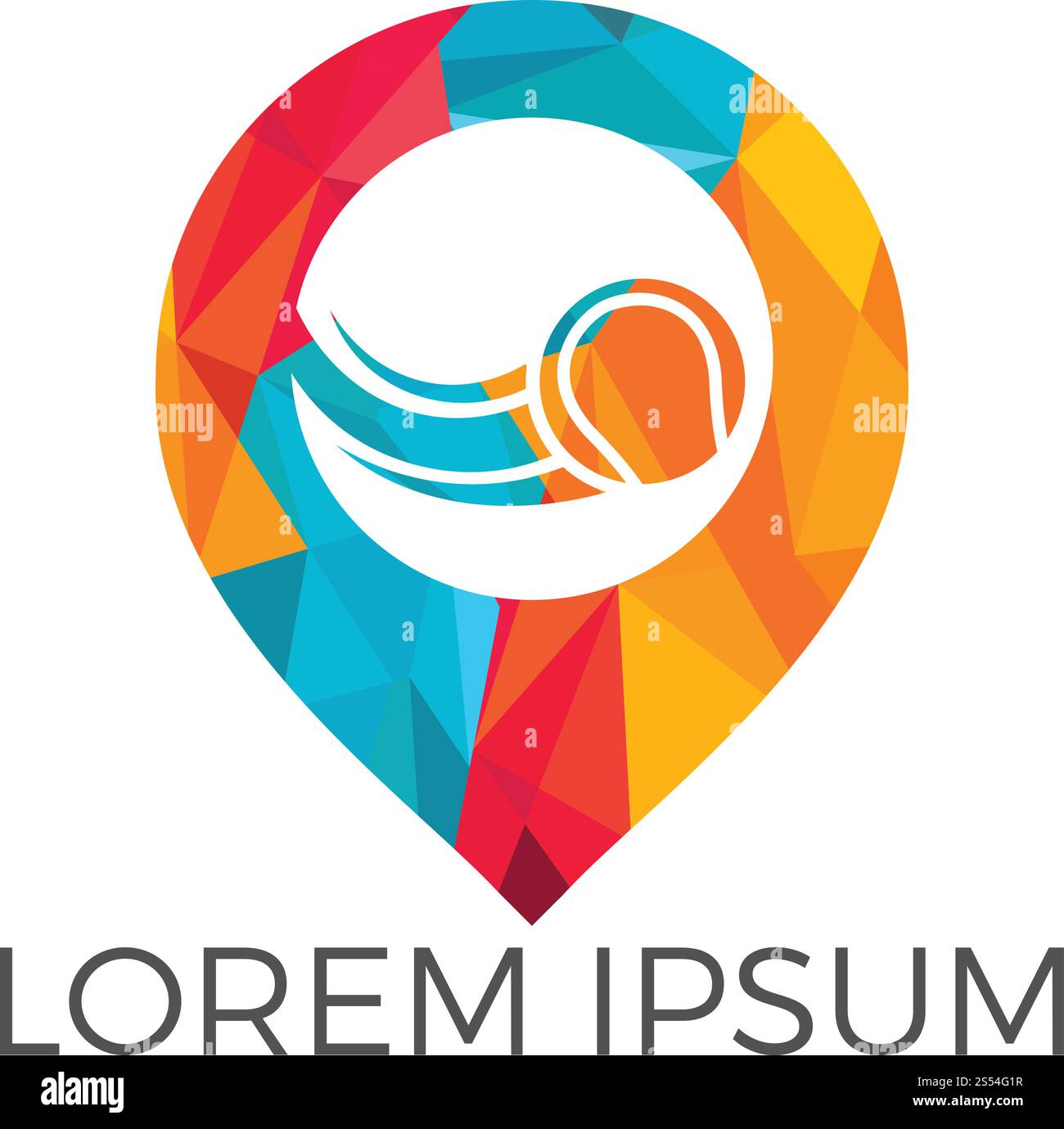 Tennis and map pointer logo design. Game and gps locator symbol or icon ...