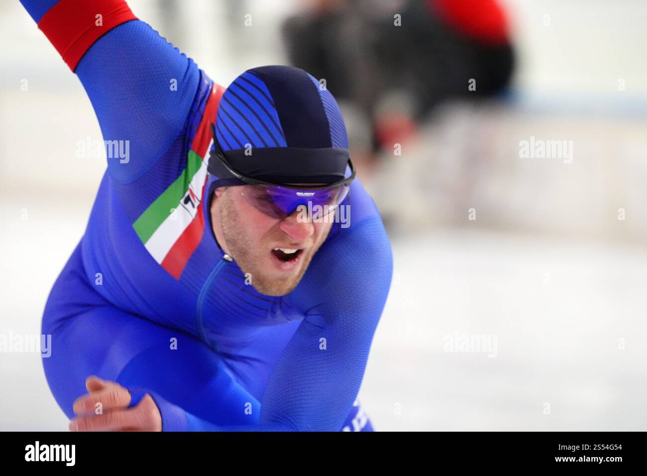 Davis Bosa (ITA) in 500m Sprint men during European Speed Skating ...