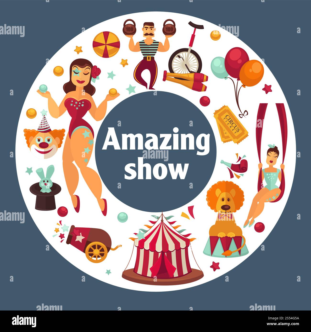 Amazing show at famous great circus promo poster. Traditional big ...
