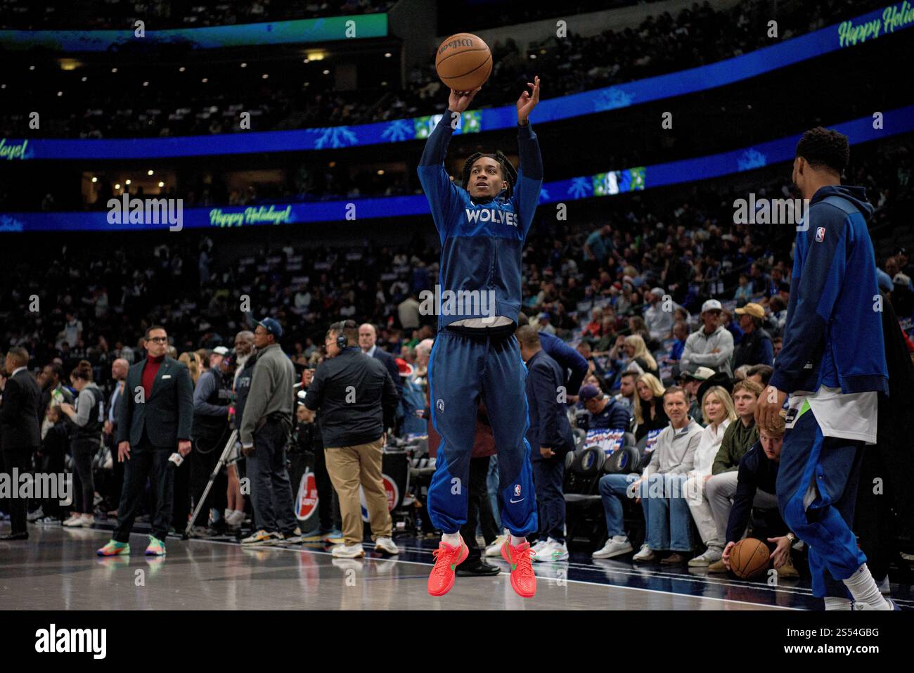 Minnesota Timberwolves guard Rob Dillingham warms up prior to the start ...