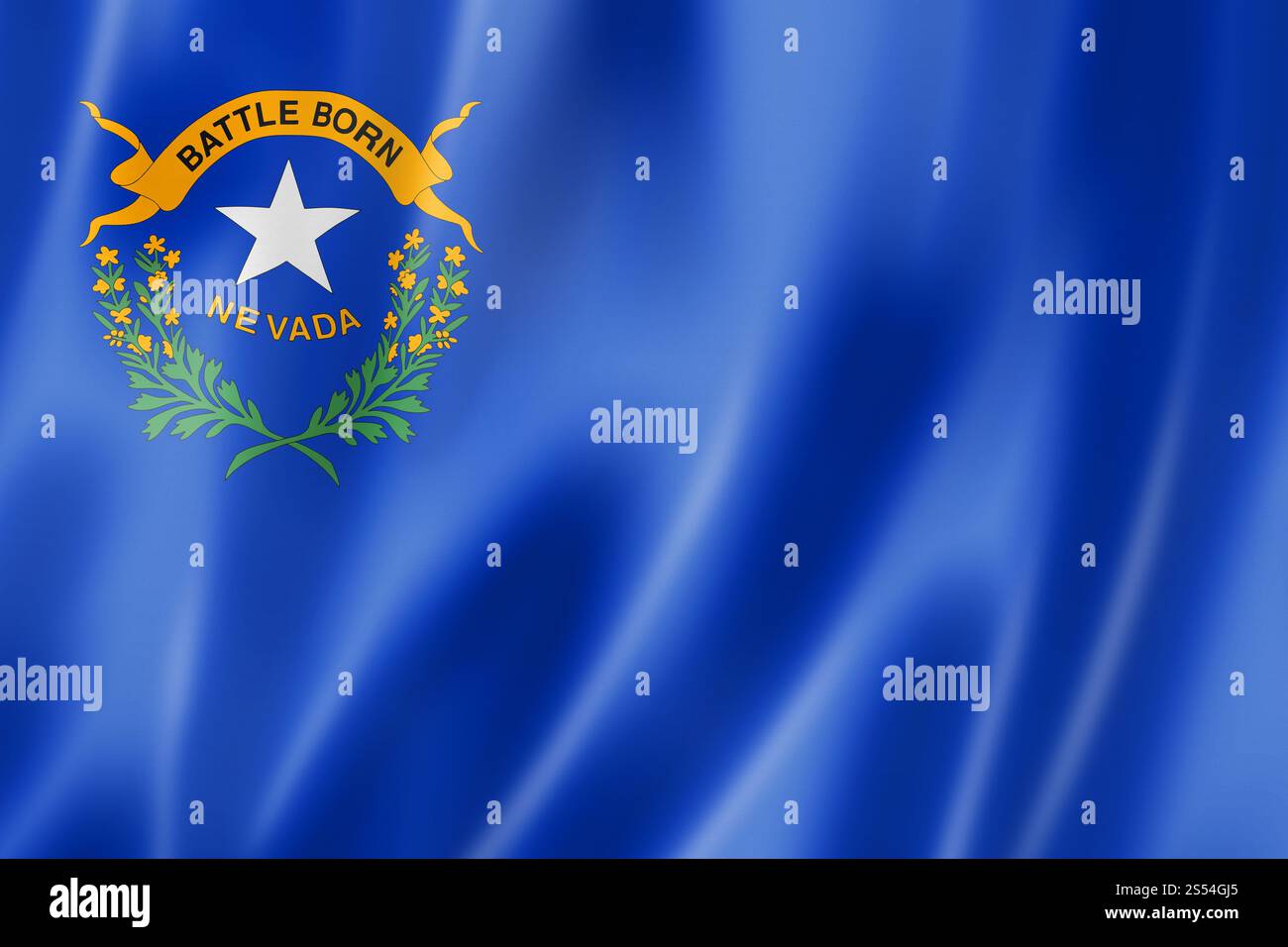 Nevada flag, united states waving banner collection. 3D illustration ...