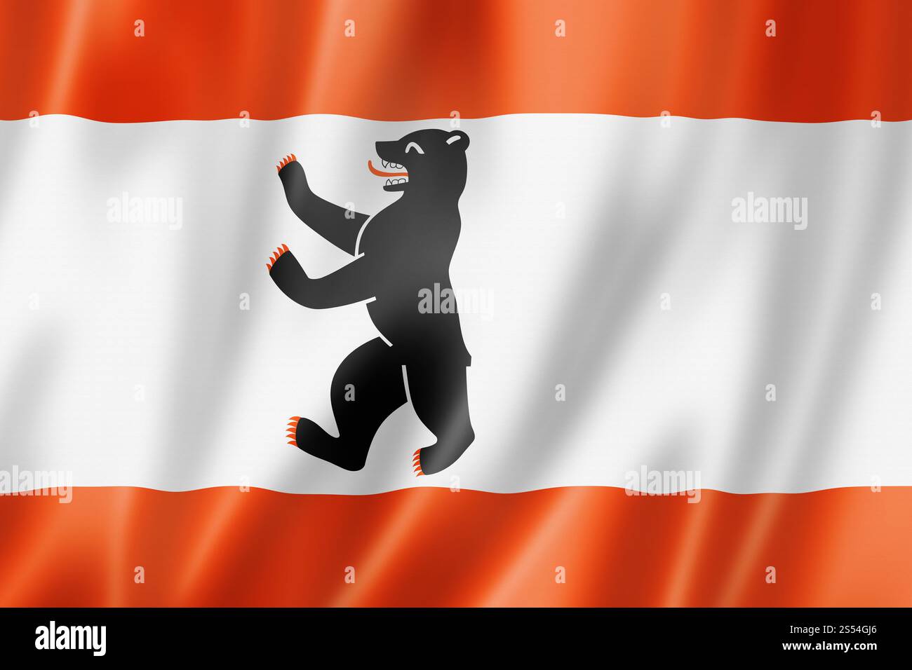 Berlin city waving flag, Germany. 3D illustration. Berlin city flag ...
