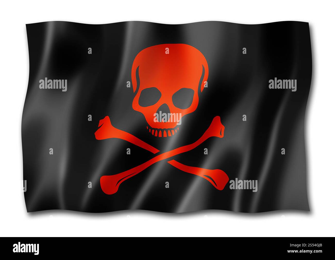 Pirate flag, Jolly Roger, three dimensional render, isolated on white ...