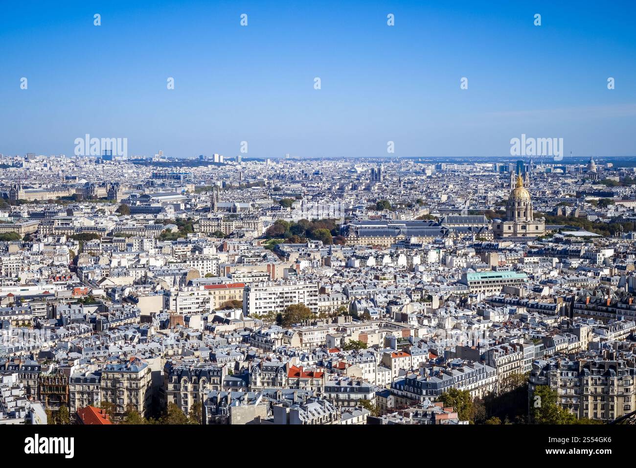 Aerial city view from Eiffel Tower, Paris, France. Aerial city view of ...