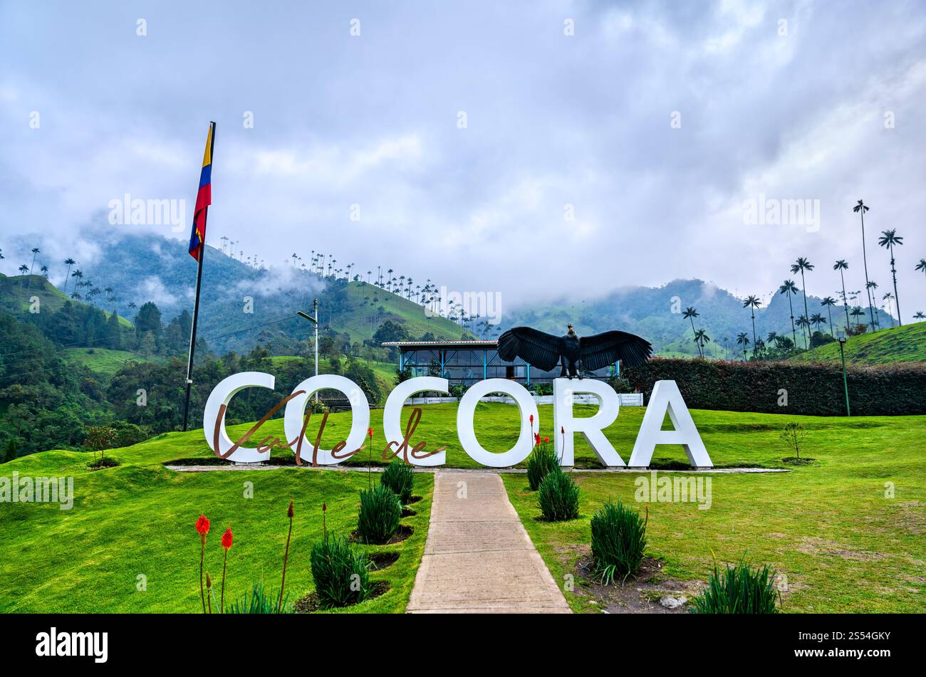 Salento, Colombia - December 27, 2024: Cocora sign with an Andean ...