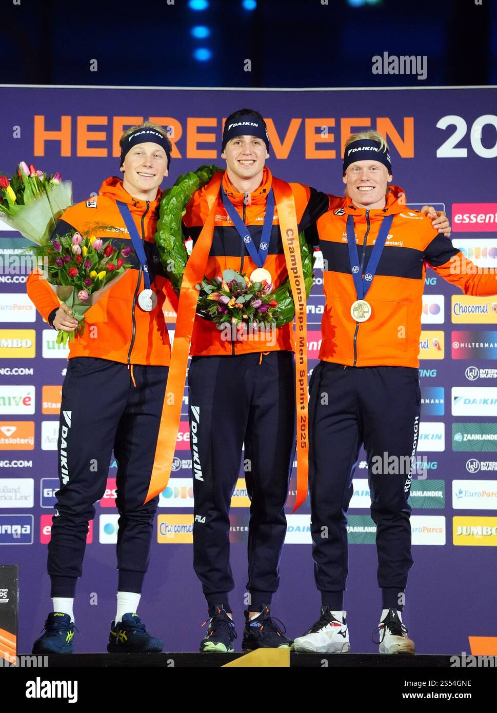 Ceremony Sprint l-r Merijn Scheperkamp (NED), Jenning de Boo (NED) and ...