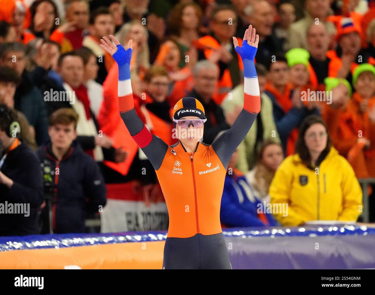 Joy Beune (NED) in action on 500m during European Speed Skating ...