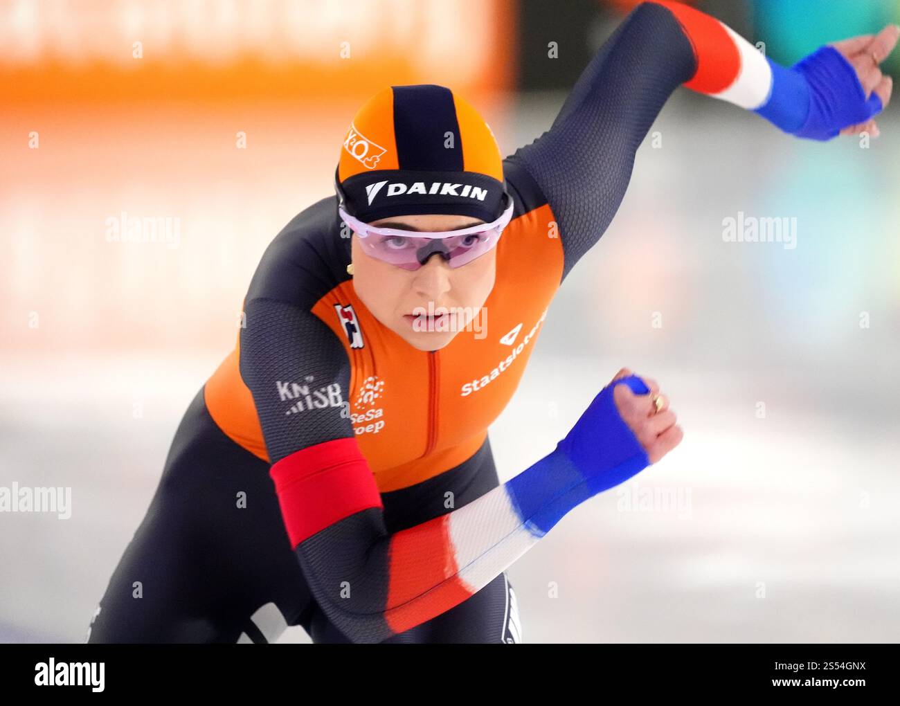 Joy Beune (NED) in action on 500m during European Speed Skating ...