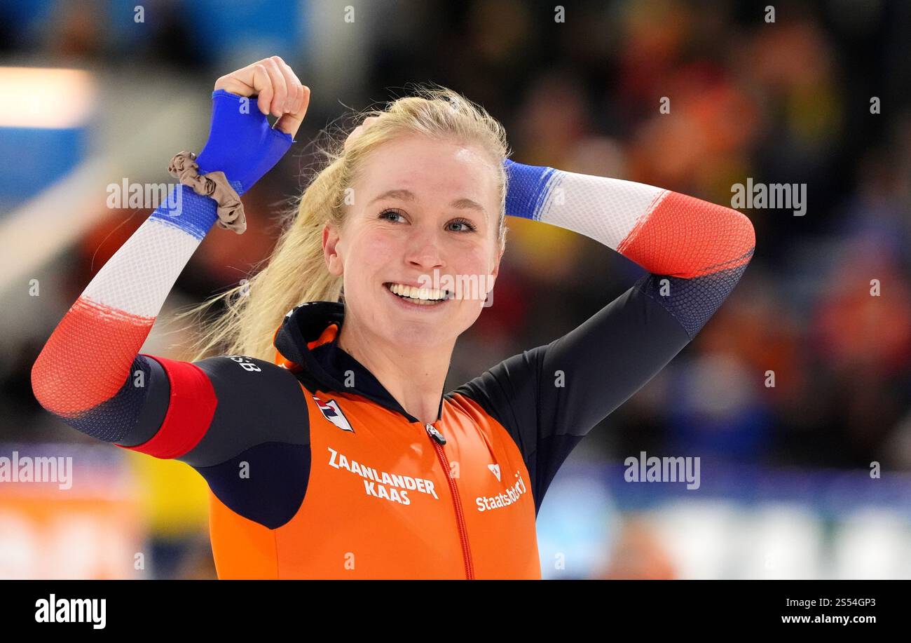 Merel Conijn in action on 500m during European Speed Skating ...