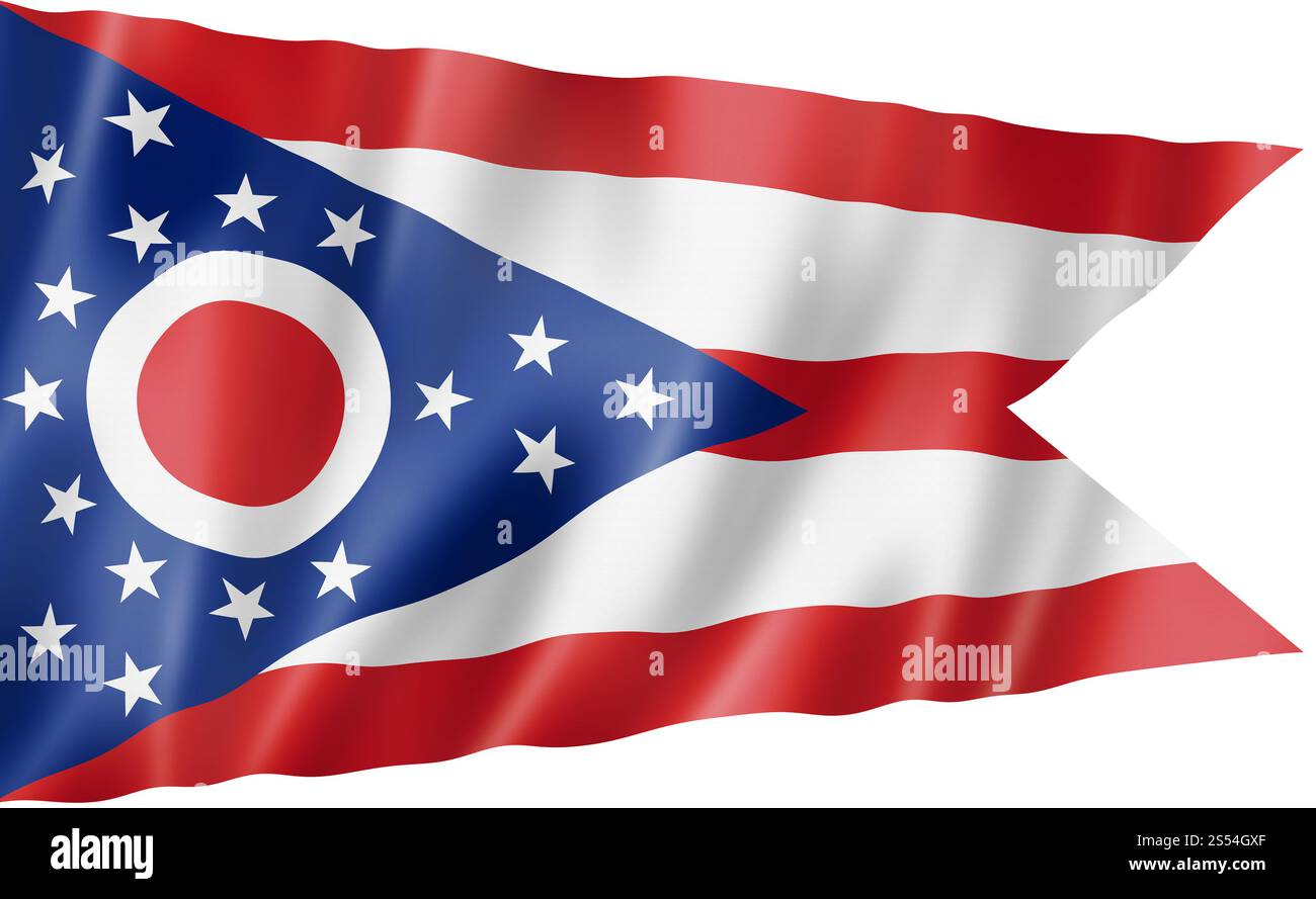 Ohio flag, united states waving banner collection. 3D illustration ...