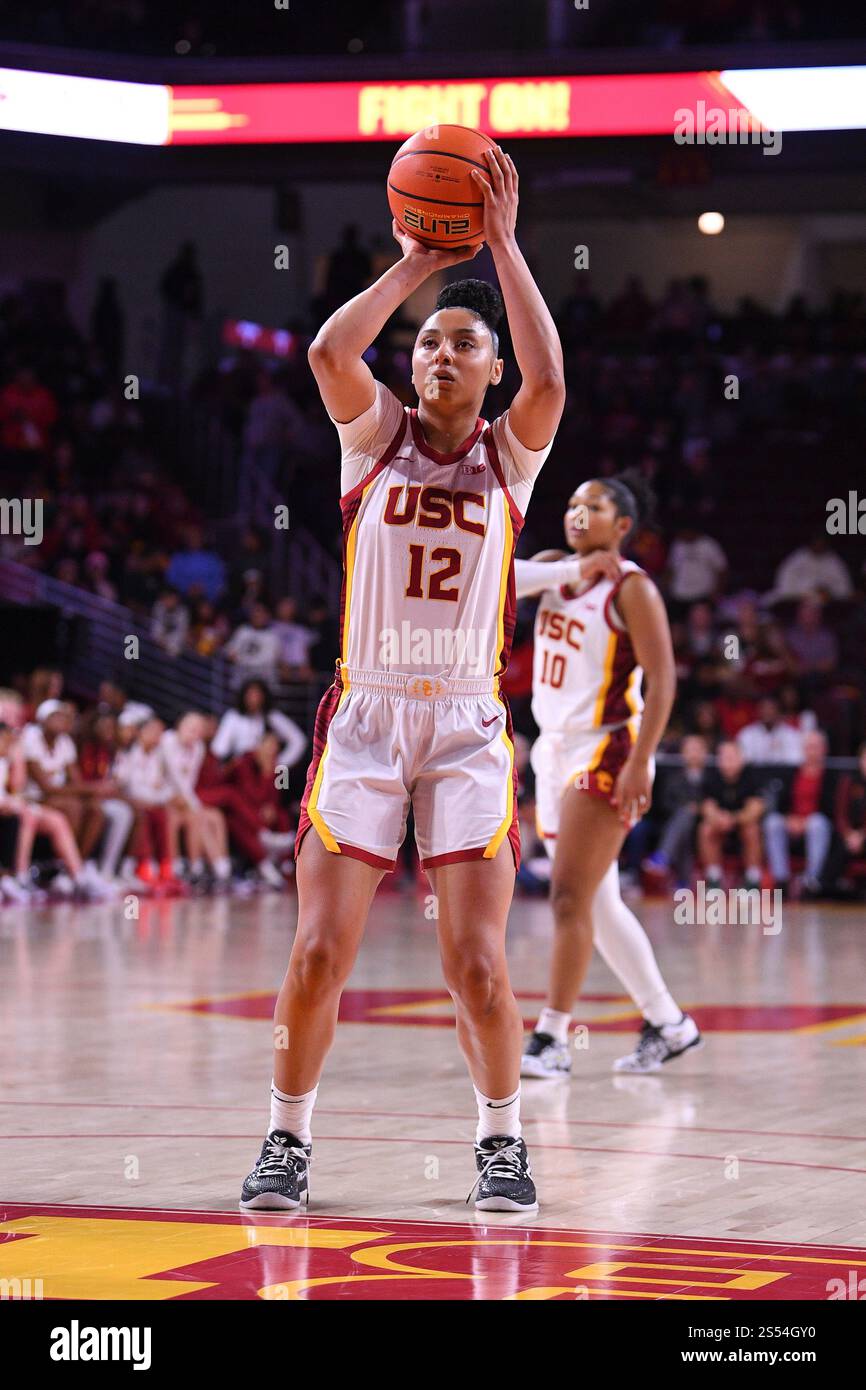LOS ANGELES, CA - JANUARY 12: USC Trojans guard JuJu Watkins (12 ...