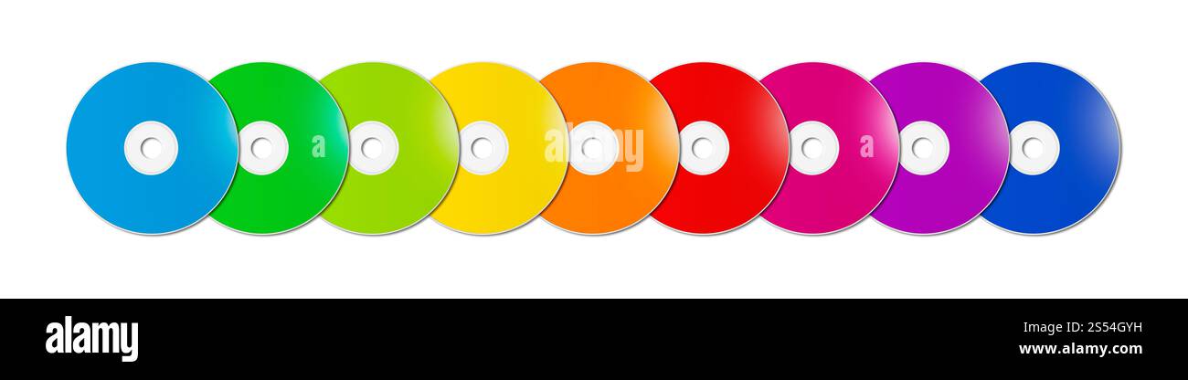 Colorful rainbow CD - DVD range isolated on white background banner ...