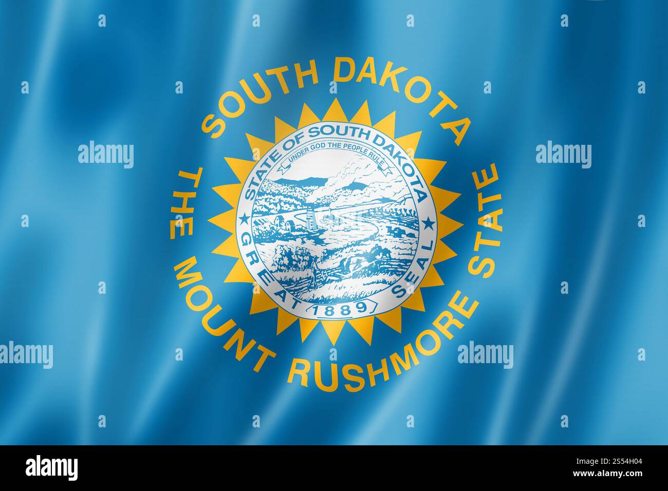 South Dakota flag, united states waving banner collection. 3D ...