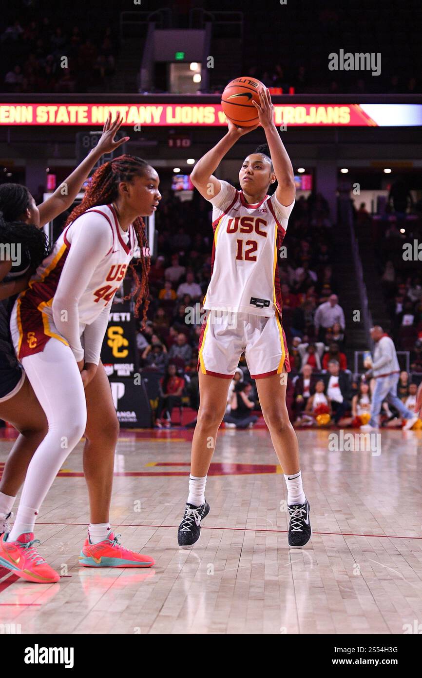 LOS ANGELES, CA - JANUARY 12: USC Trojans guard JuJu Watkins (12) goes ...