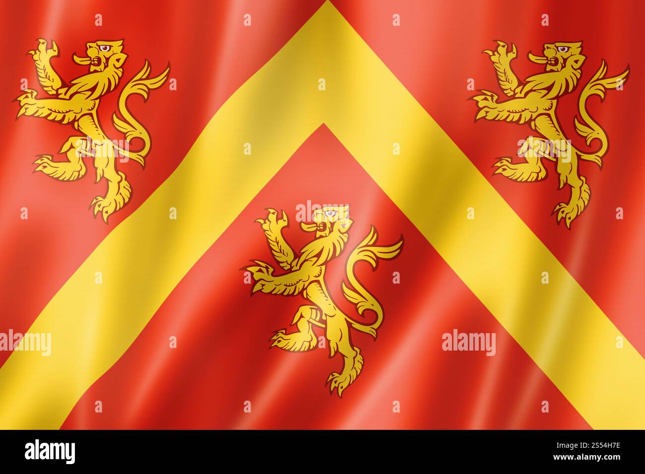 Anglesey County flag, United Kingdom waving banner collection. 3D ...