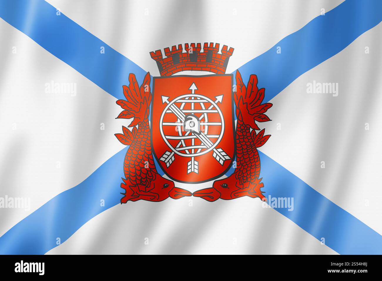 Rio city waving flag, Brazil. 3D illustration. Rio city flag, Brazil ...