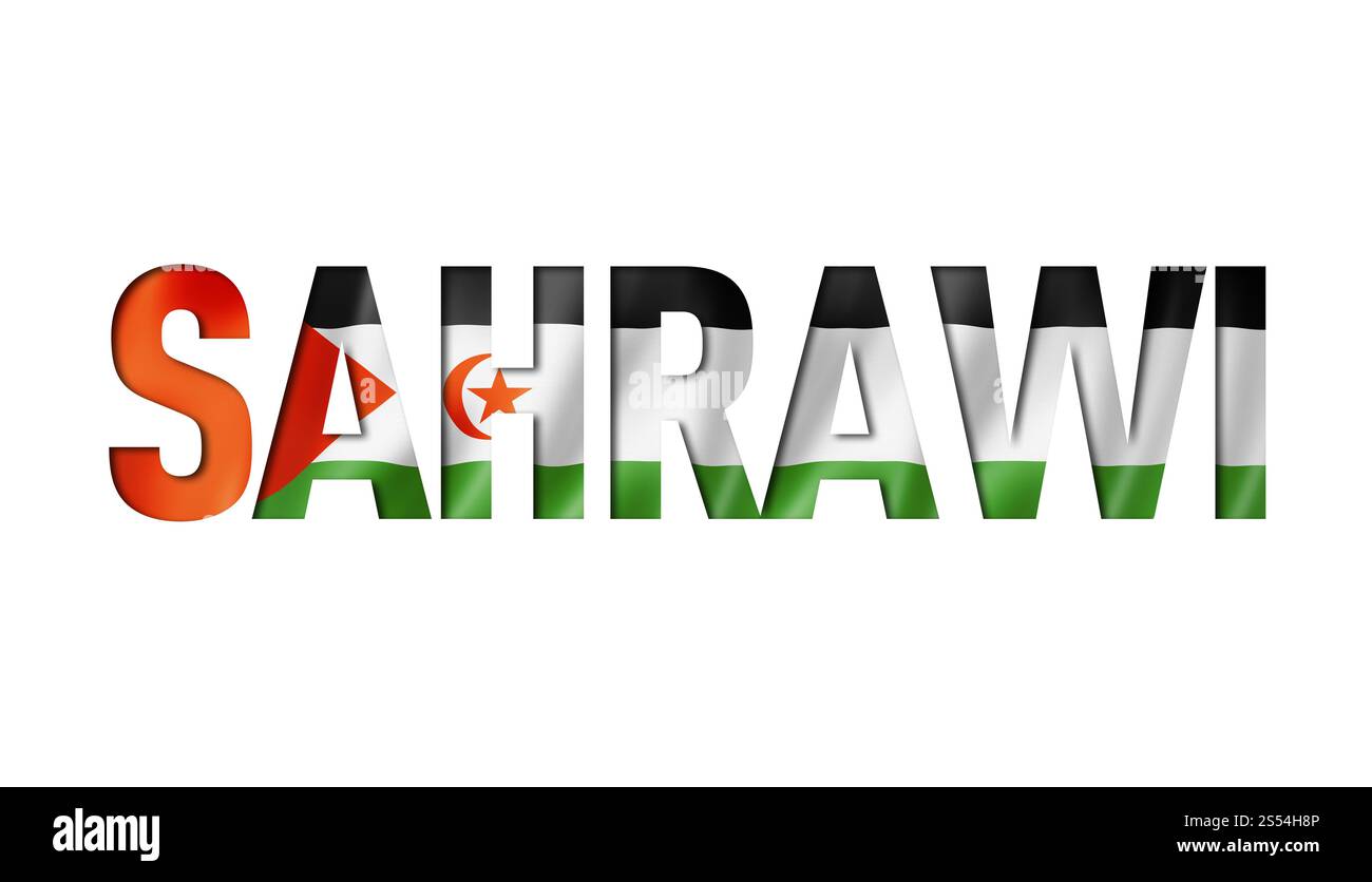 Sahrawi flag text font. National symbol background. Sahrawi flag text ...