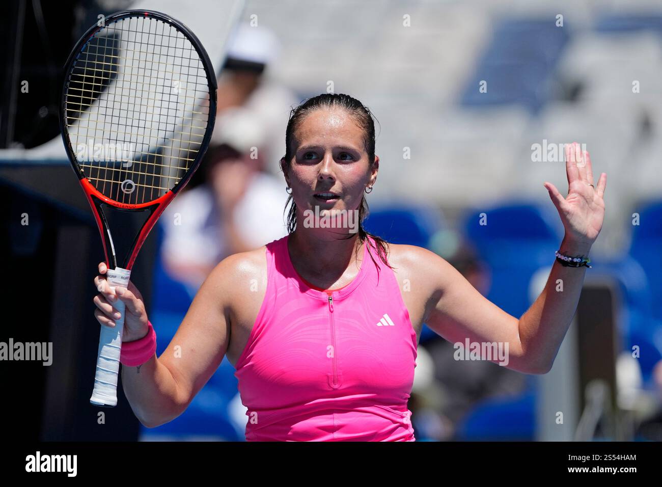 Daria Kasatkina of Russia reacts after defeating Viktoriya Tomova of ...