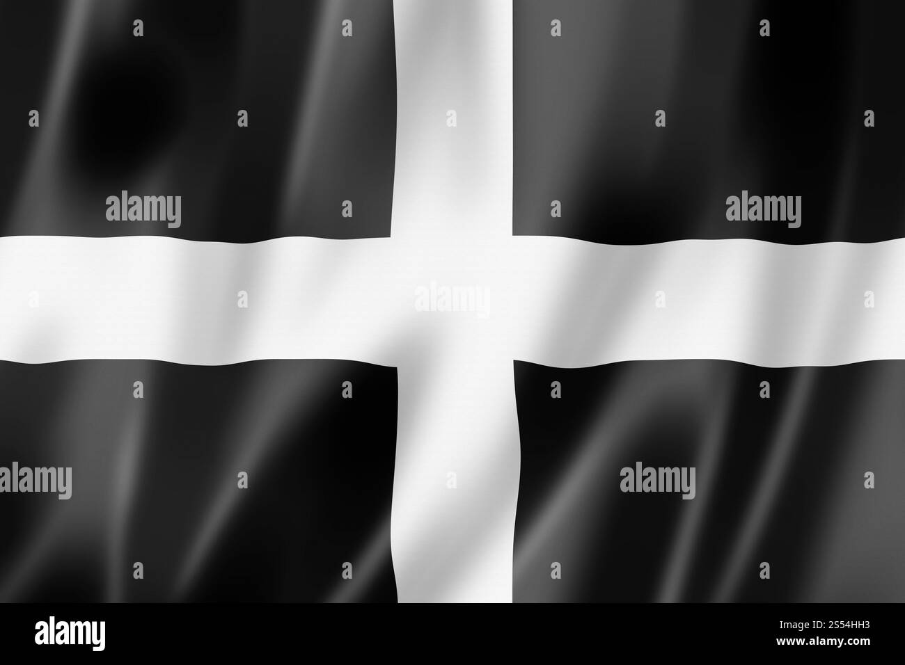 Cornwall County flag, United Kingdom waving banner collection. 3D illustration. Cornwall County ...