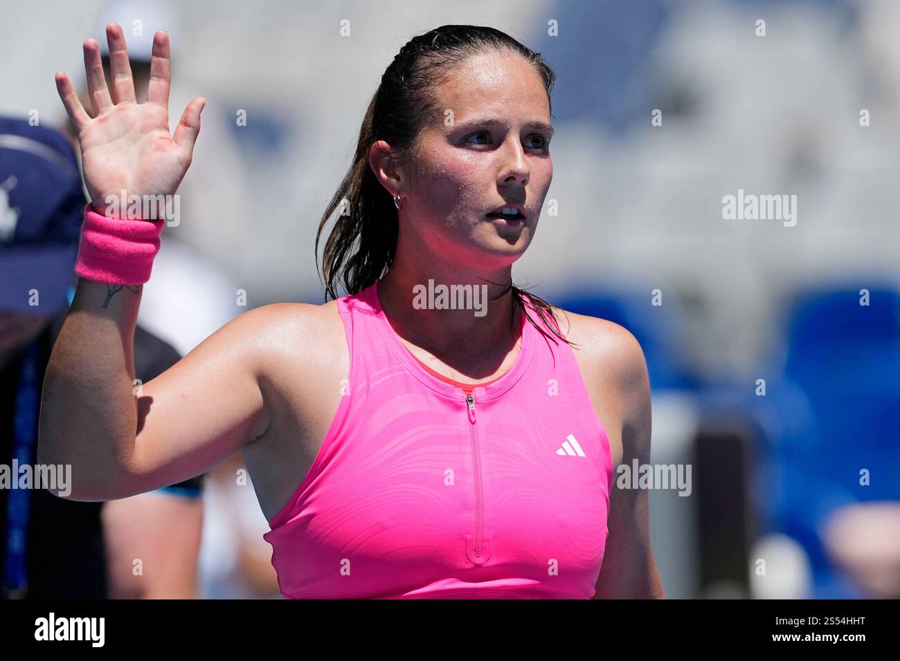 Daria Kasatkina of Russia reacts after defeating Viktoriya Tomova of ...