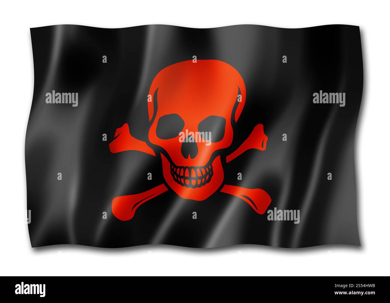 Pirate flag, Jolly Roger, three dimensional render, isolated on white ...