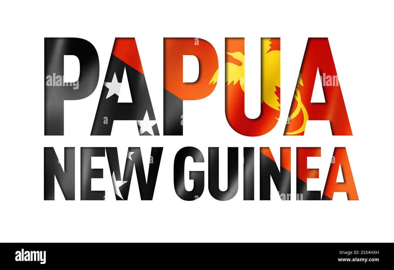 Papua New Guinea flag text font. National symbol background. Papua New ...