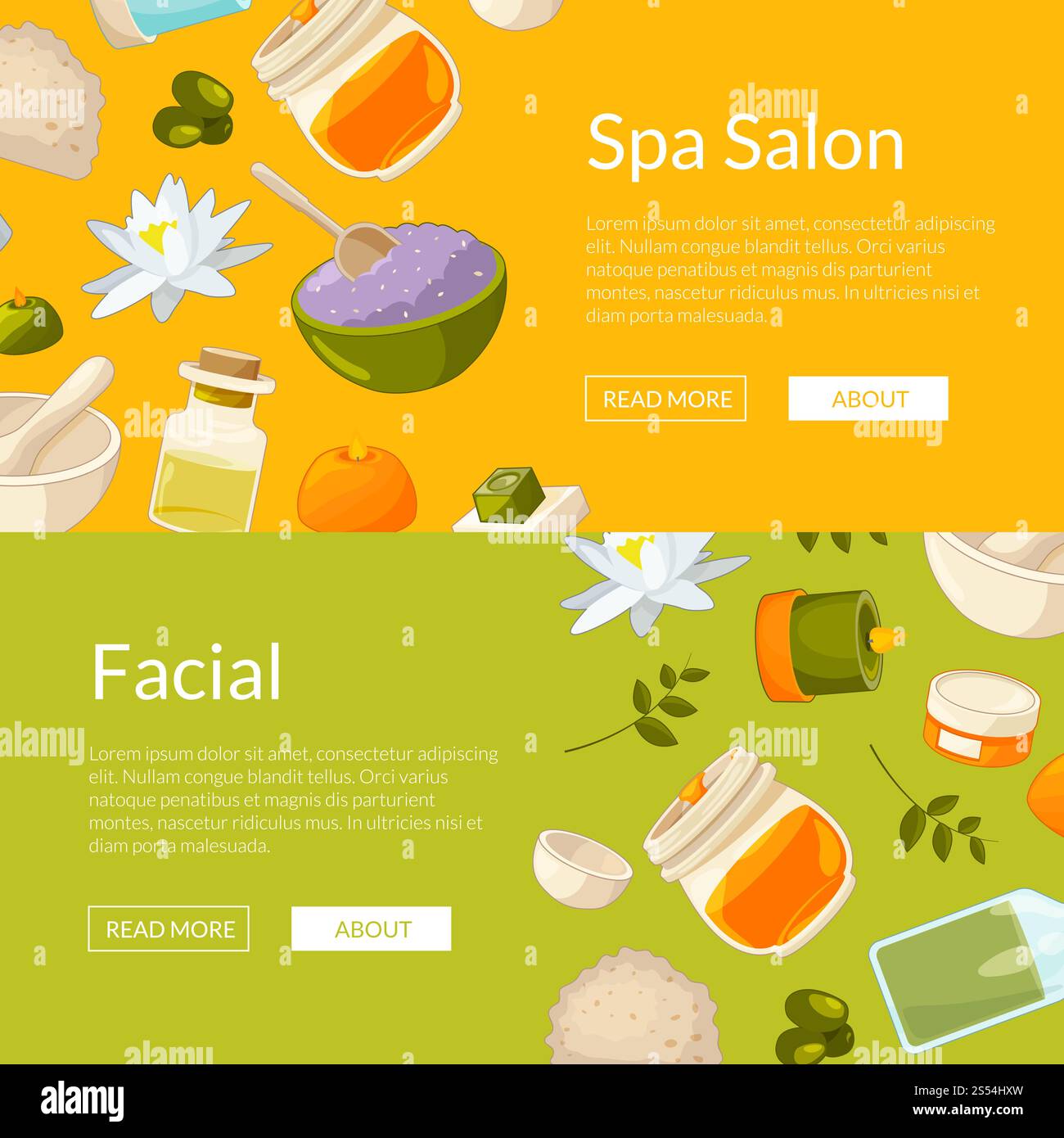 Vector horizontal web banners and poster set, spa elements illustration ...