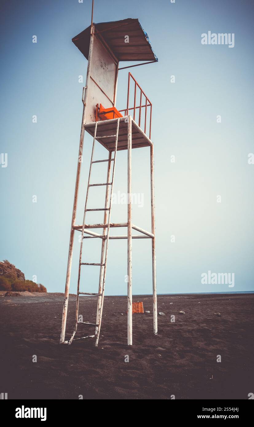 Lifeguard tower chair in Fogo Island, Cape Verde, Africa. Lifeguard ...