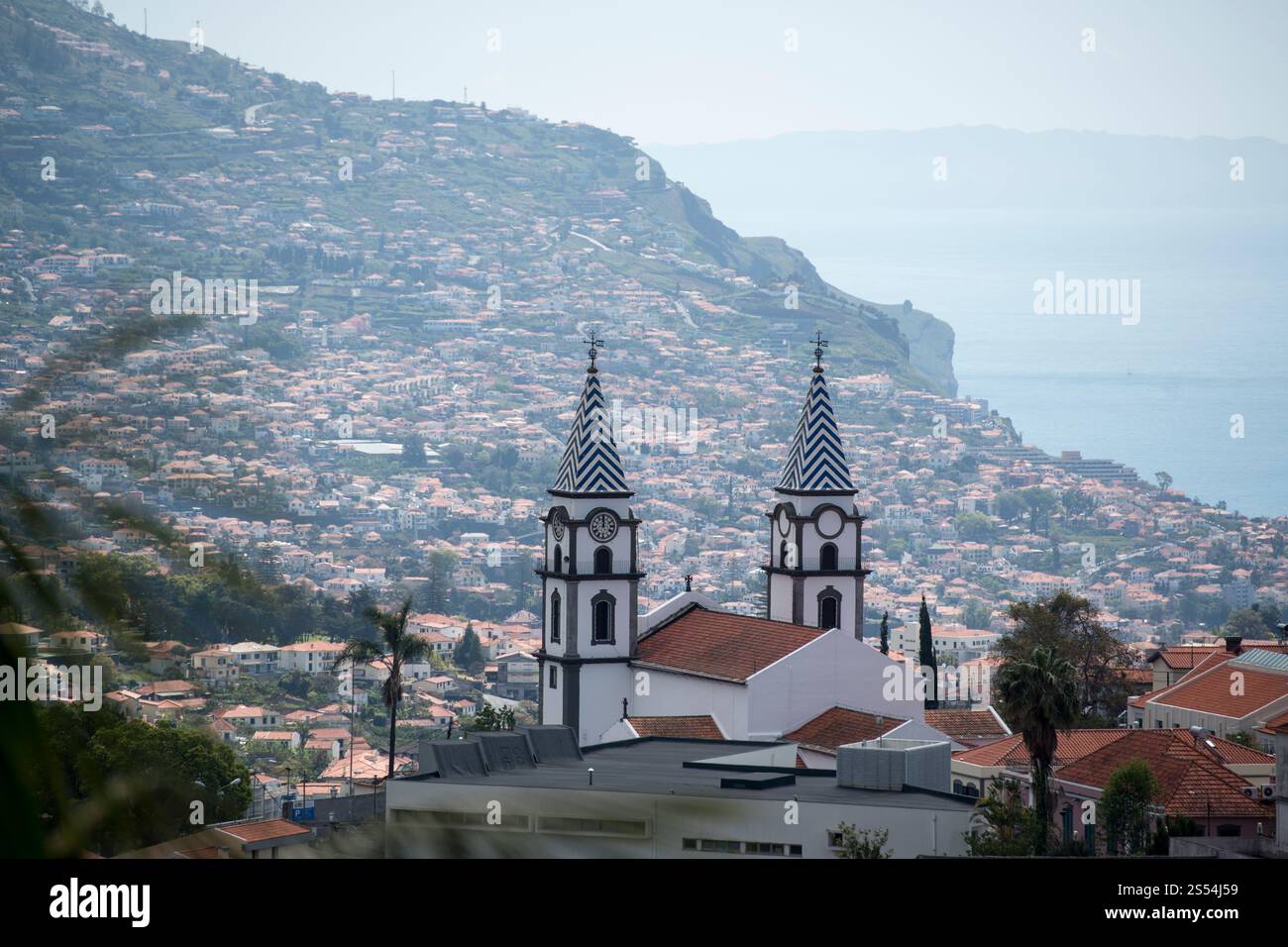 the city centre of Funchal at night on the Island Madeira of Portugal ...