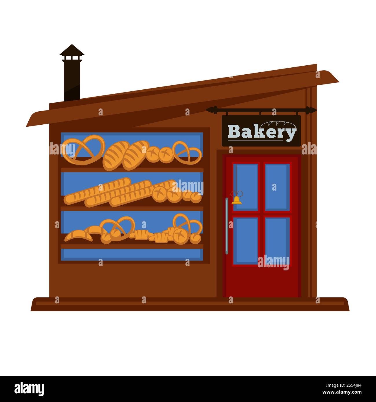 Bakery shop booth or bread baking vendor store vector isolated facade ...