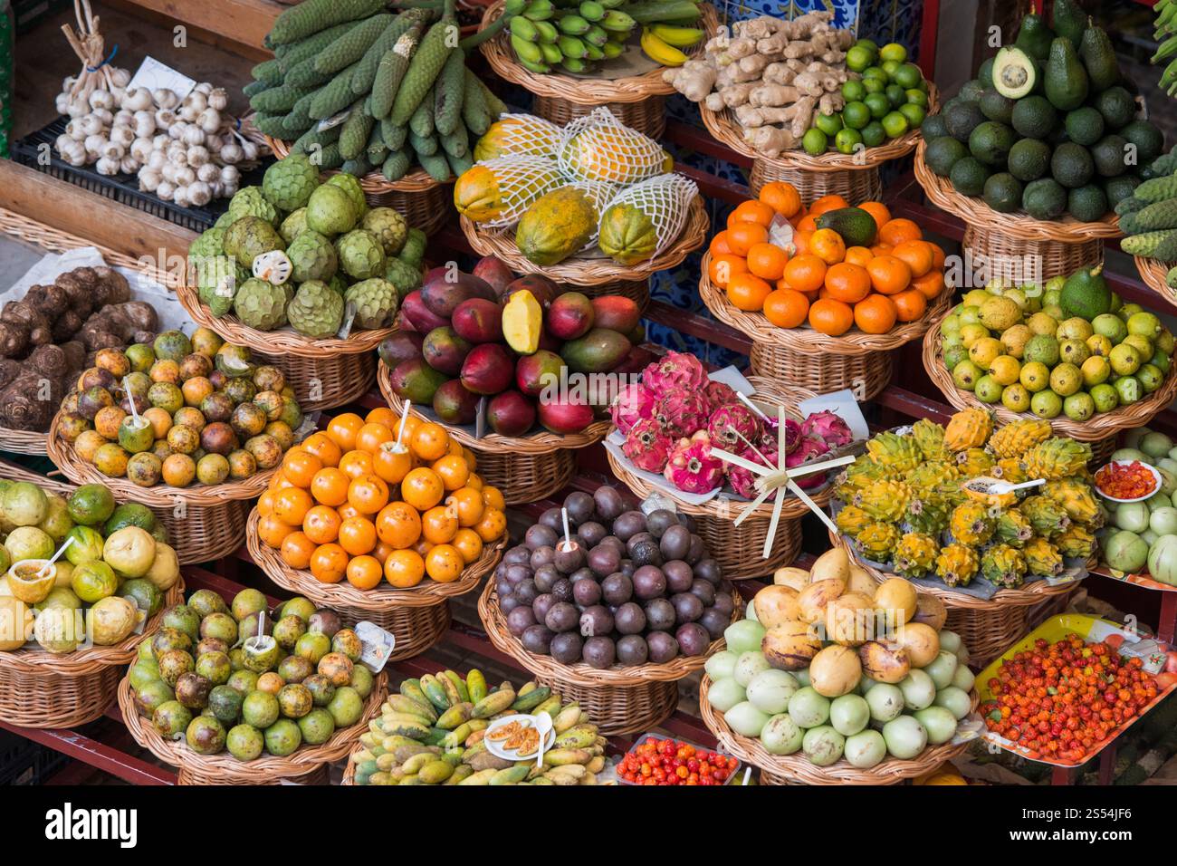 tropical fruits at the Mercado dos Lavradores in the city centre of ...