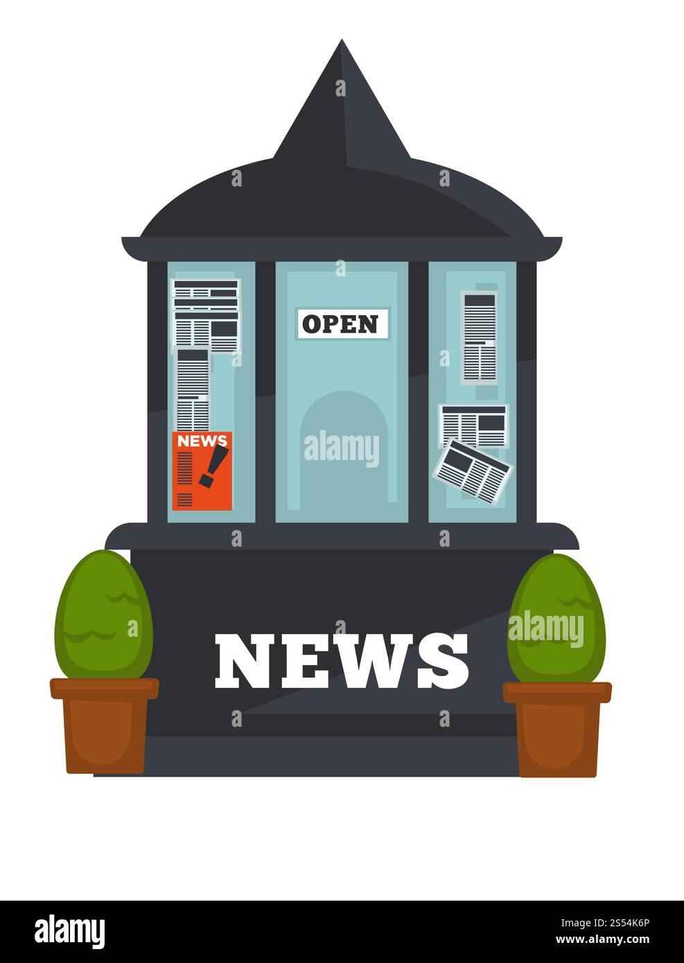 Newspaper or magazines booth kiosk vector isolated icon. Newsstand ...