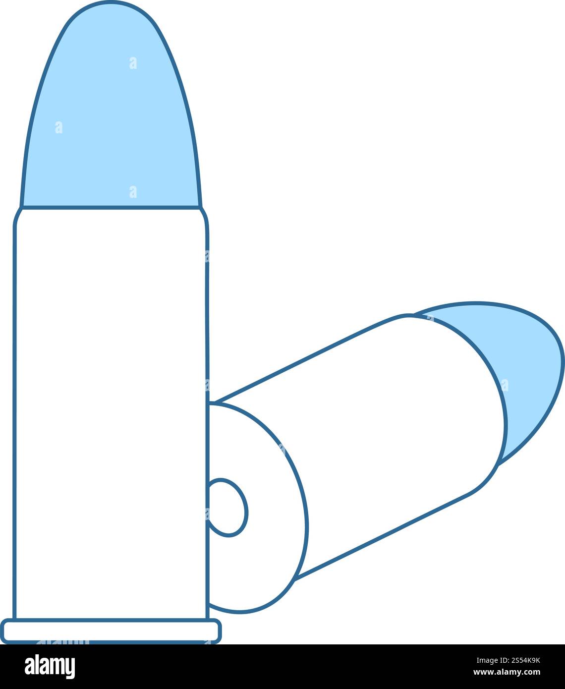 Pistol Bullets Icon. Thin Line With Blue Fill Design. Vector ...