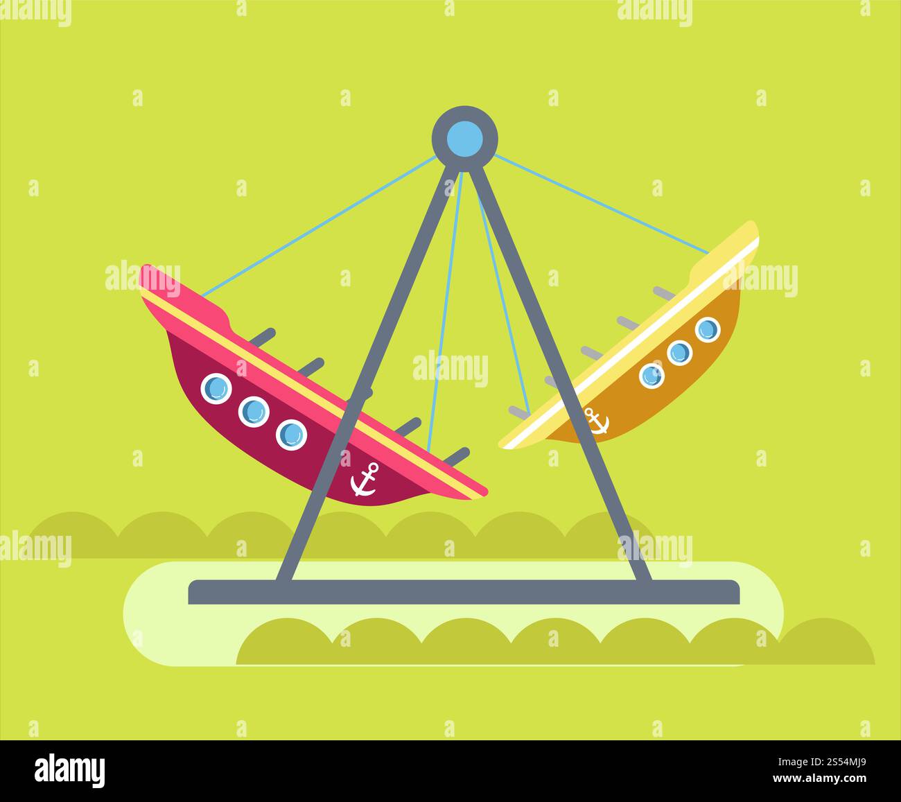 Amusement park rides attractions and entertainment carousel. Vector ...