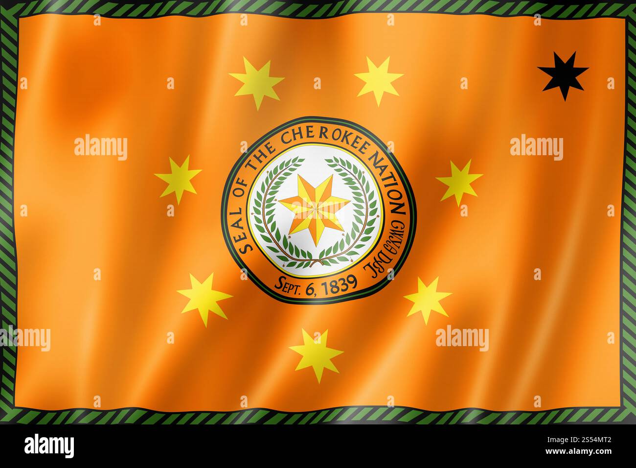 Cherokee people ethnic flag, USA. 3D illustration. Cherokee people ...