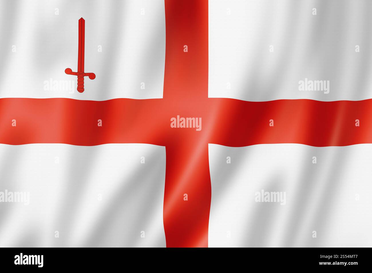 London City flag, United Kingdom waving banner collection. 3D ...