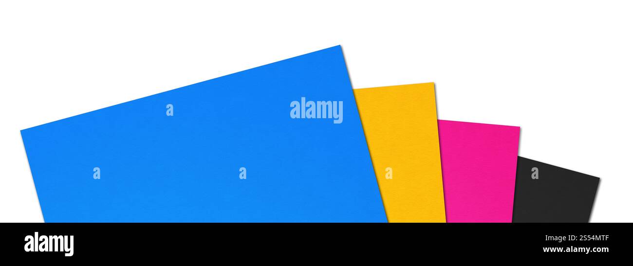 CMYK Blank A4 paper sheet set. Horizontal banner on white background ...