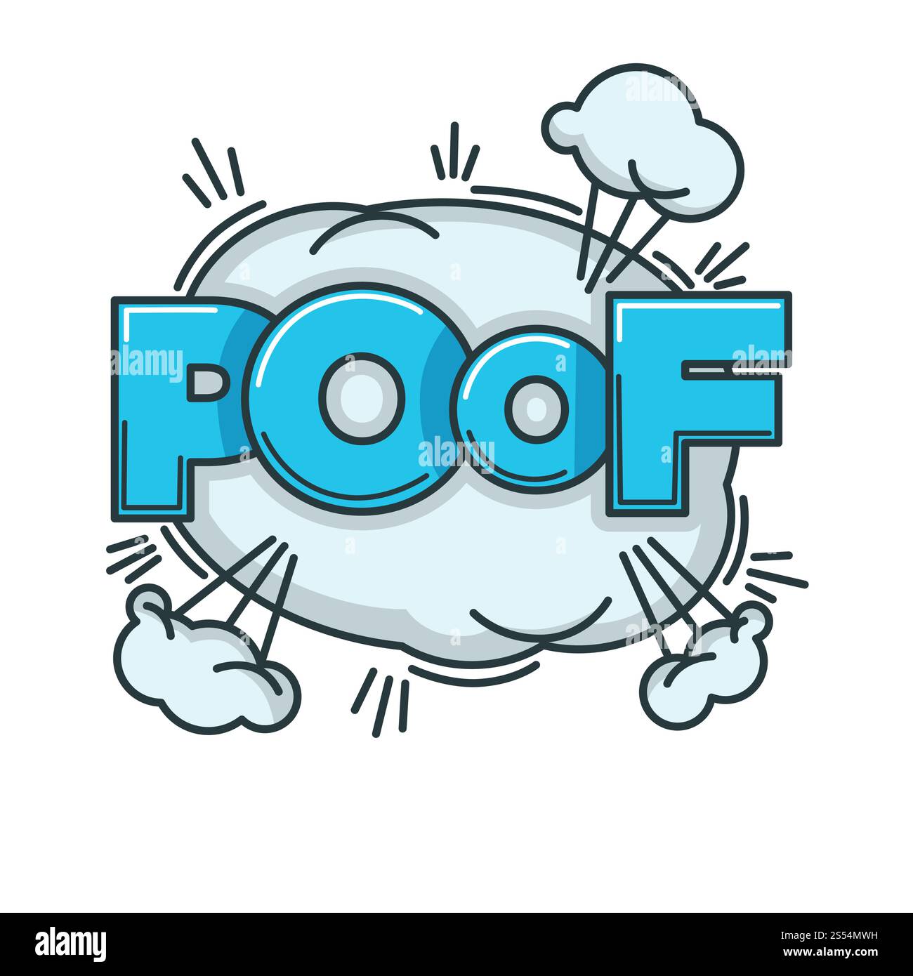 Visualization of poof sound with big fluffy cloud and huge thick blue ...