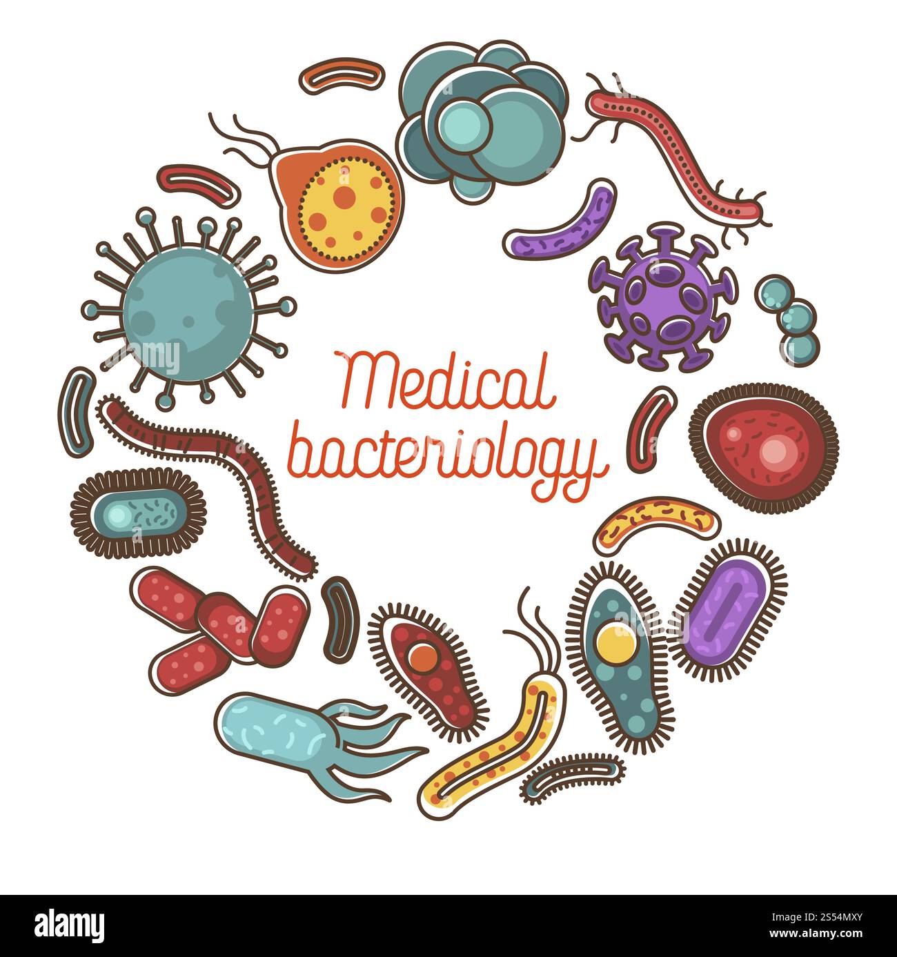 Medical bacteriology poster of viruses, bacteria and microbes. Vector ...