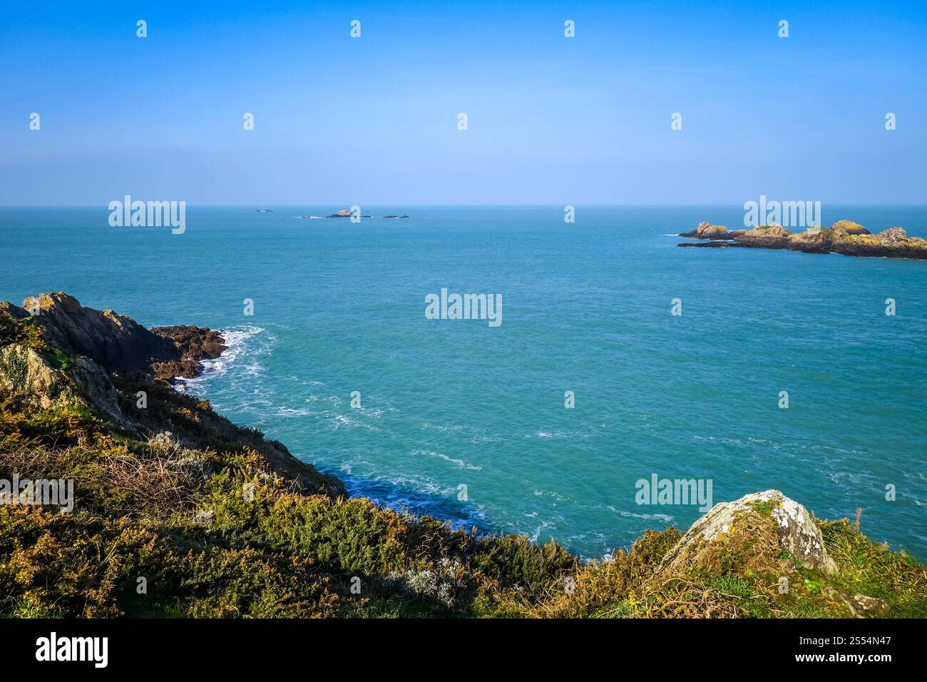 Small island and seascape in Saint-Malo, brittany, France. Small island ...