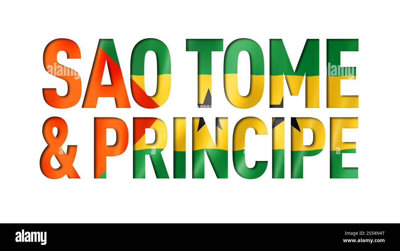 Sao Tome and Principe flag text font. National symbol background. Sao ...